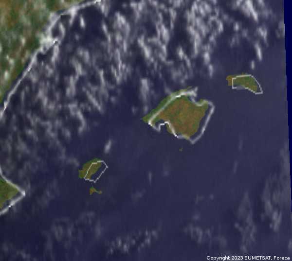 Satellite over Mallorca, Menorca and Ibiza - Forecast.co.uk