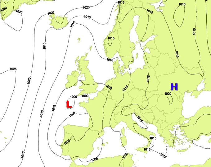 Air pressure over United Kingdom and Europe - Forecast.co.uk