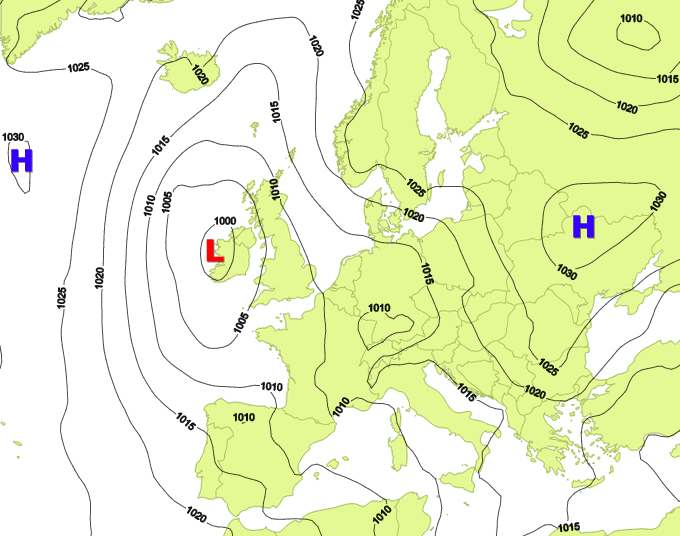 Air pressure over United Kingdom and Europe - Forecast.co.uk