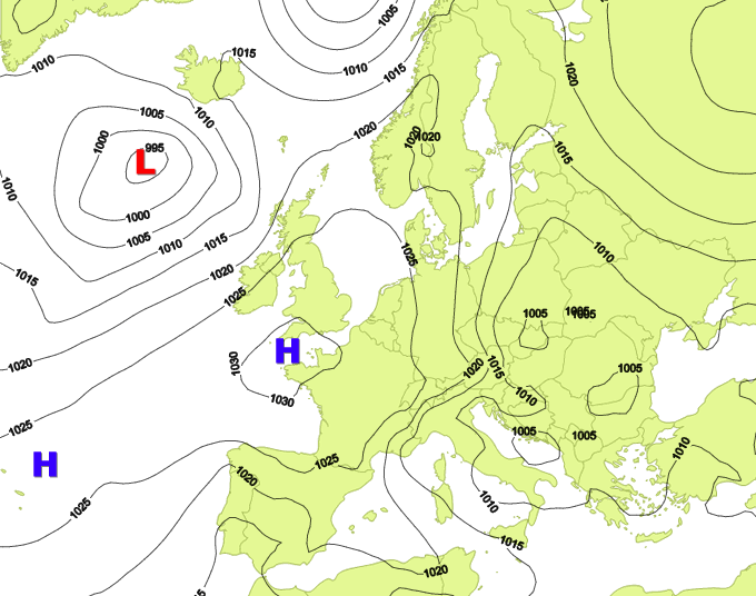 Air pressure over United Kingdom and Europe - Forecast.co.uk