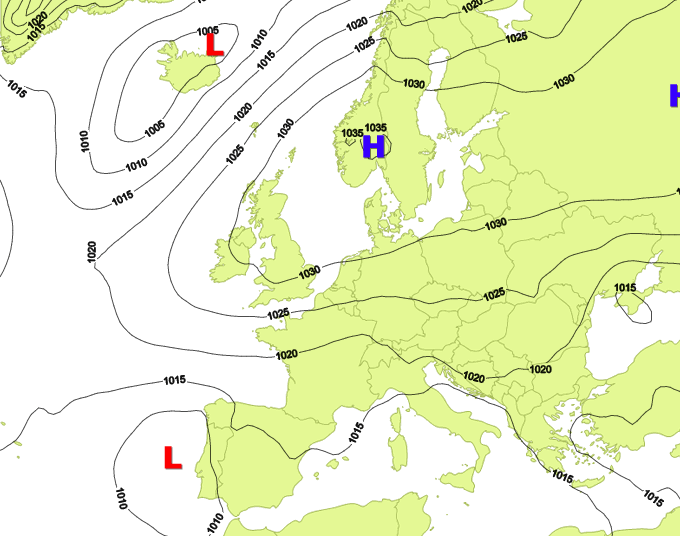 Air pressure over United Kingdom and Europe - Forecast.co.uk