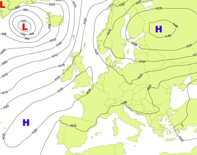 Air pressure over United Kingdom and Europe - Forecast.co.uk
