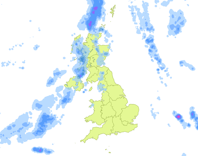 Precipitation, rain, snow and thunder over United Kingdom - Forecast.co.uk