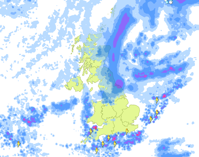 Precipitation, rain, snow and thunder over United Kingdom - Forecast.co.uk