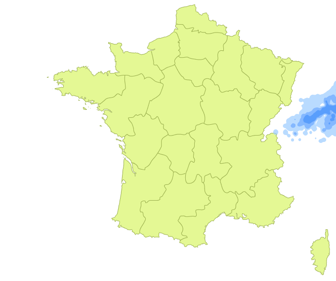 Precipitation, rain, snow and thunder over France - Forecast.co.uk