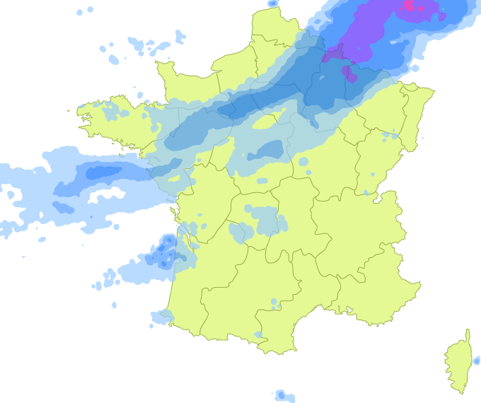 Precipitation, rain, snow and thunder over France - Forecast.co.uk