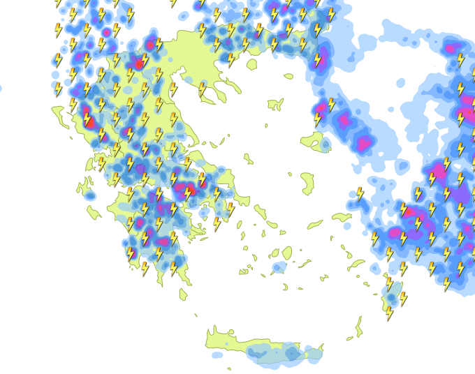 Precipitation, rain, snow and thunder over Greece - Forecast.co.uk