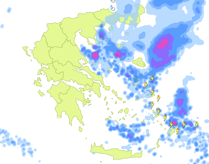 Precipitation, rain, snow and thunder over Greece - Forecast.co.uk