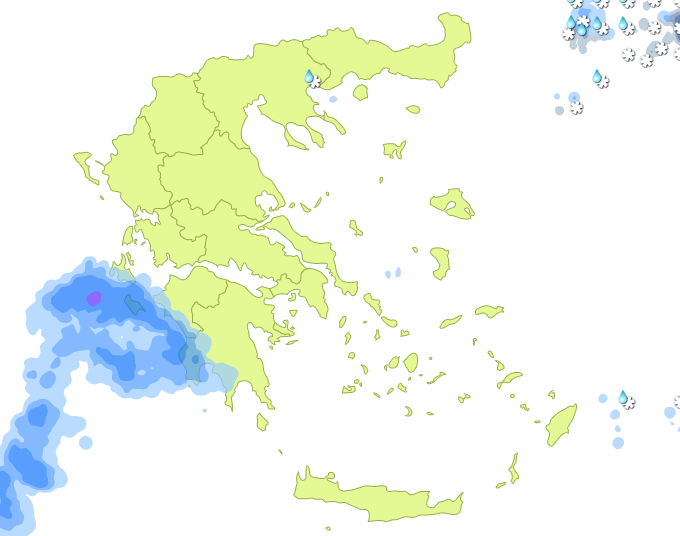 Precipitation, rain, snow and thunder over Greece - Forecast.co.uk