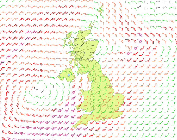 Windmaps over United Kingdom